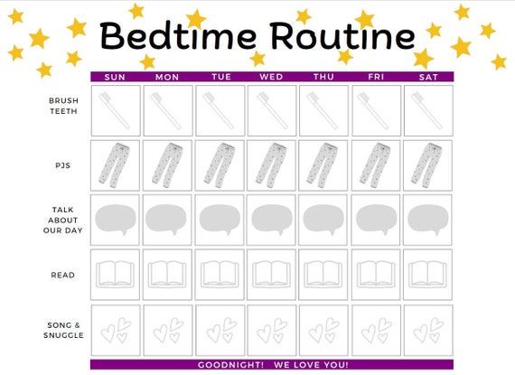 Bedtime Routine Chart Customizable - Etsy