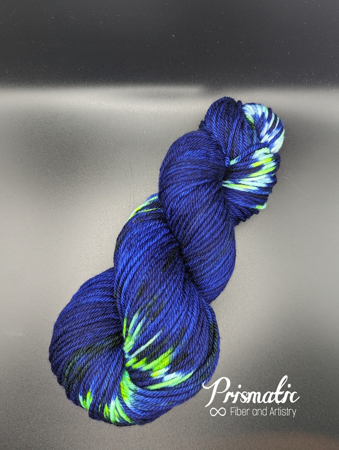 Hand Dyed Yarn, Blue and Neon Green Yarn, starfall, Merino Wool, Merino ...