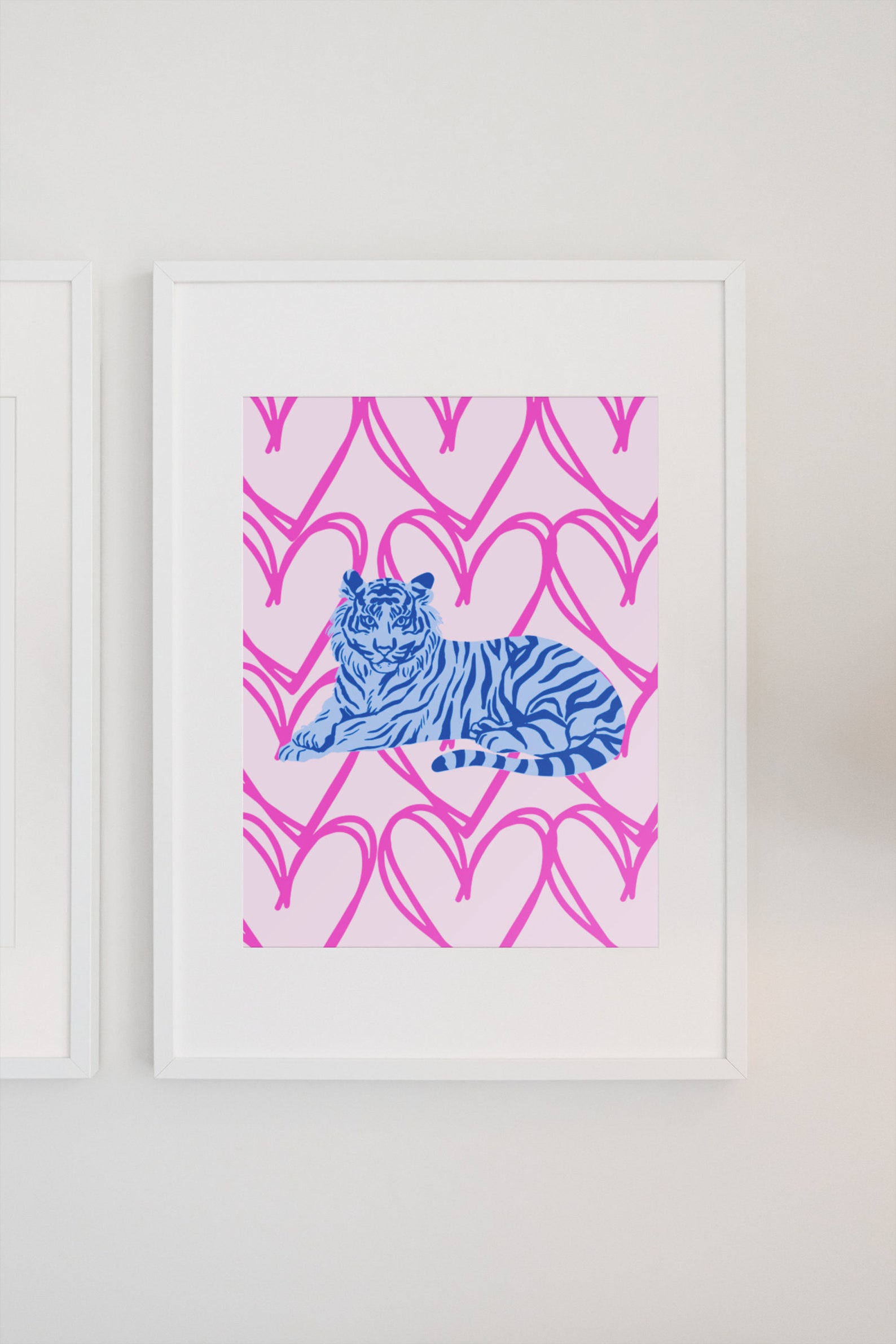 Hot Pink and Blue Tiger, Trendy Wall Art - Etsy