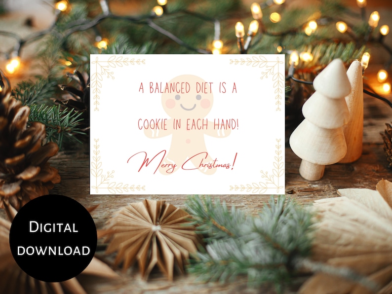 Printable Christmas Card Gingerbread Man Christmas Card - Etsy