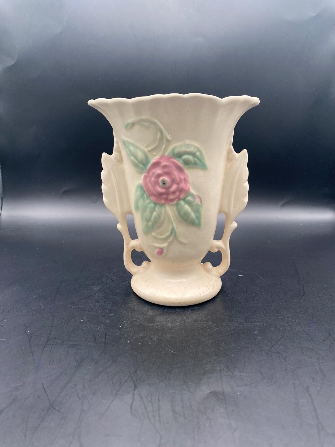 Hull Pottery Ivory Open Rose Vase #138 - 6.75 - Etsy