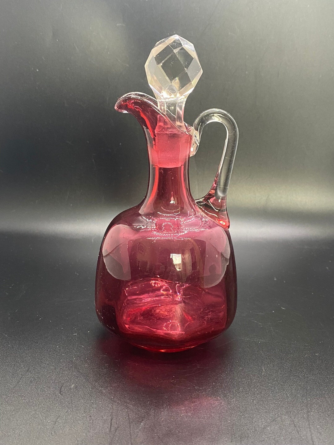 Antique Victorian Hand-blown Cranberry Cruet With Faceted Stopper - Etsy