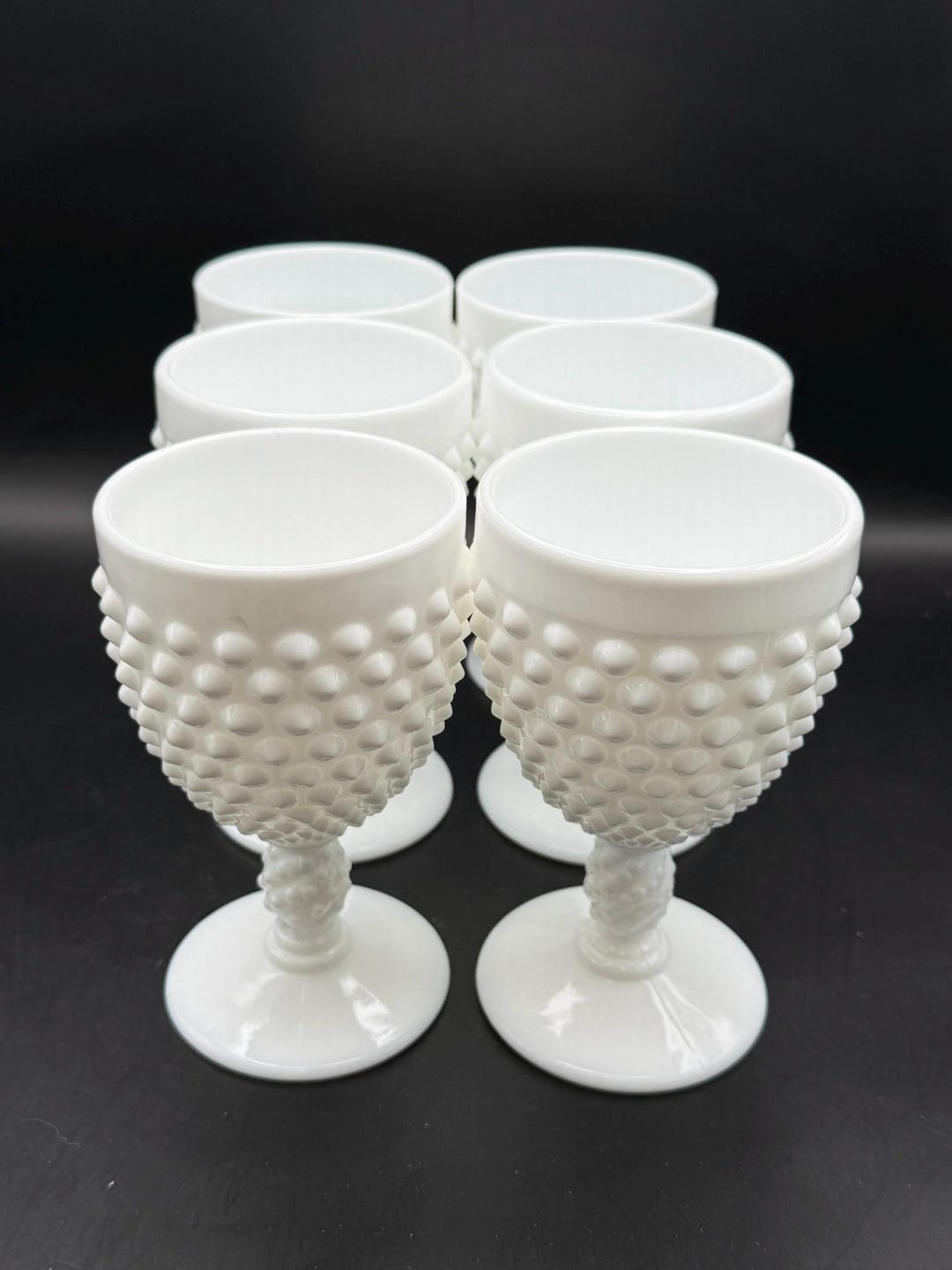 Fenton Milk Glass Hobnail Goblets Set of 6 - Etsy