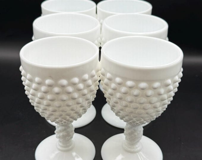 Fenton Milk Glass Hobnail Goblets - Set of 6 - Etsy