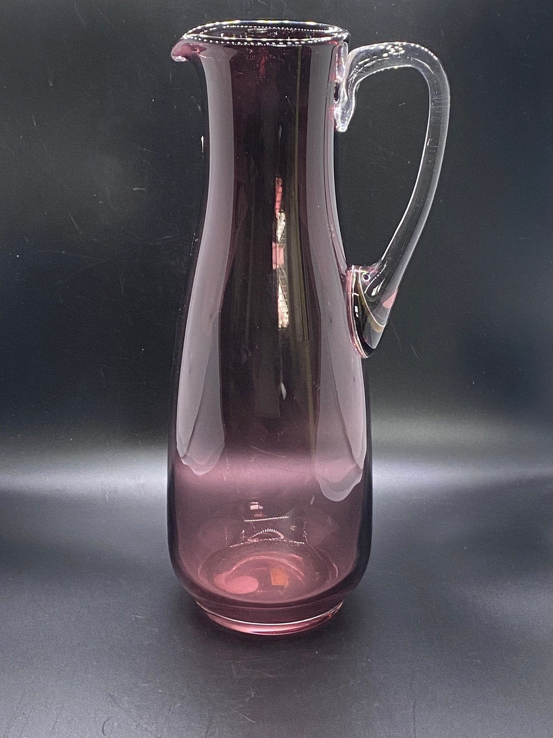 Tall MCM Style Purple Glass Pitcher W/ Applied Handle 11.5 Tall - Etsy