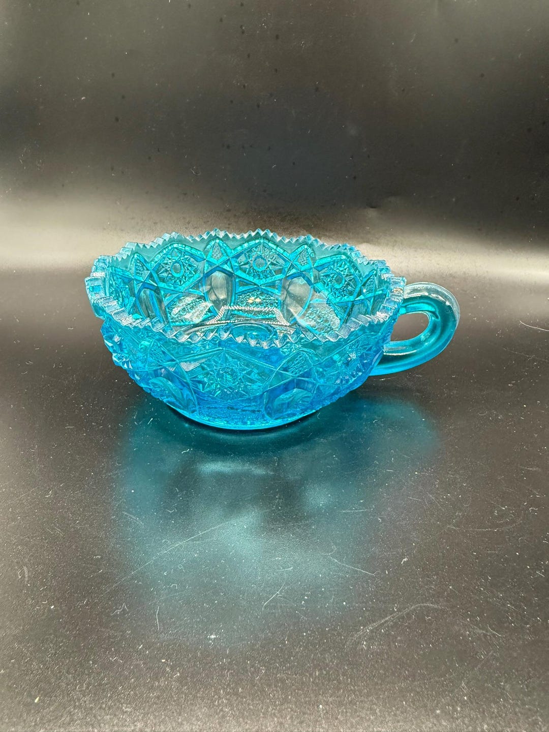 LE Smith Heritage Blue Glass Quintec Handled Nappy Candle Bowl - 7" - Etsy