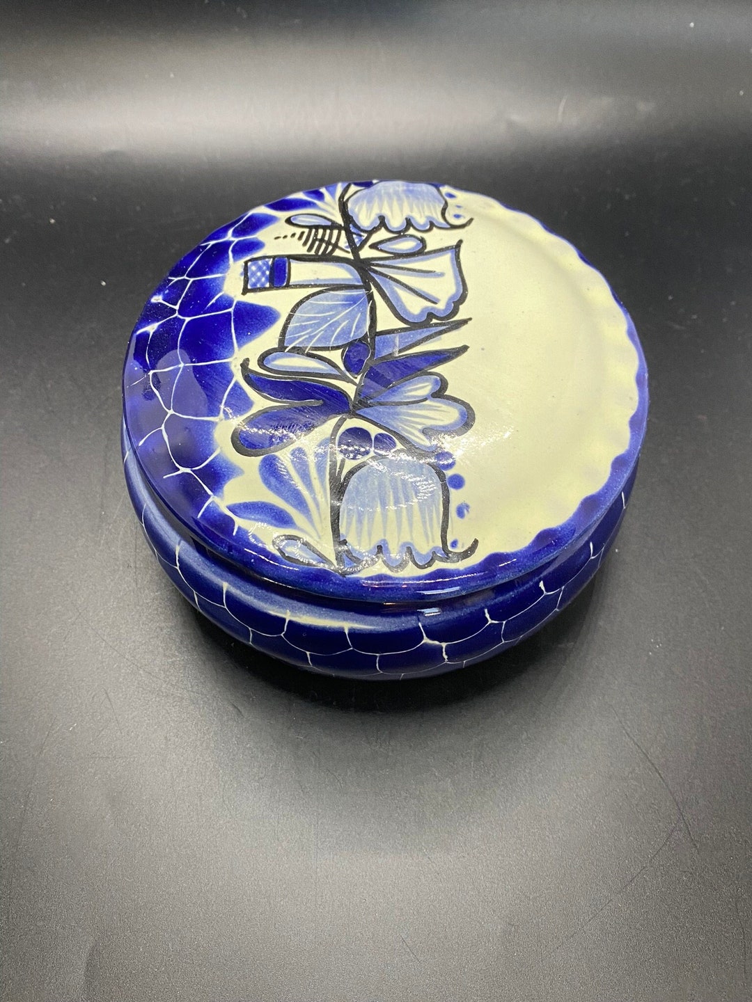 Talevera Blue and White Lidded Bowl - Lostres Ramirez Red Ware Pottery ...