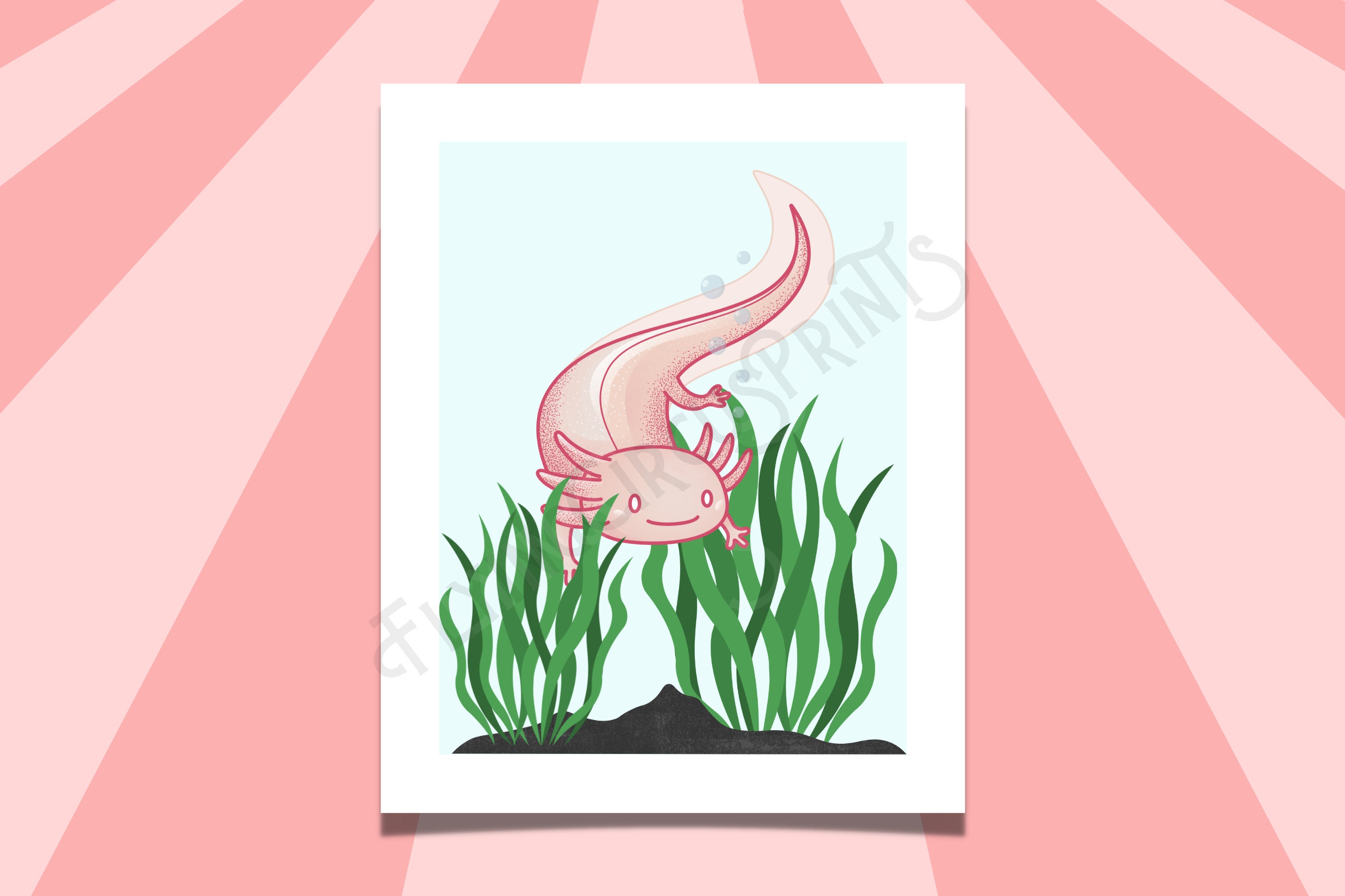 Cute Axolotl Wall Art Print 5 Sizes Available UNFRAMED - Etsy