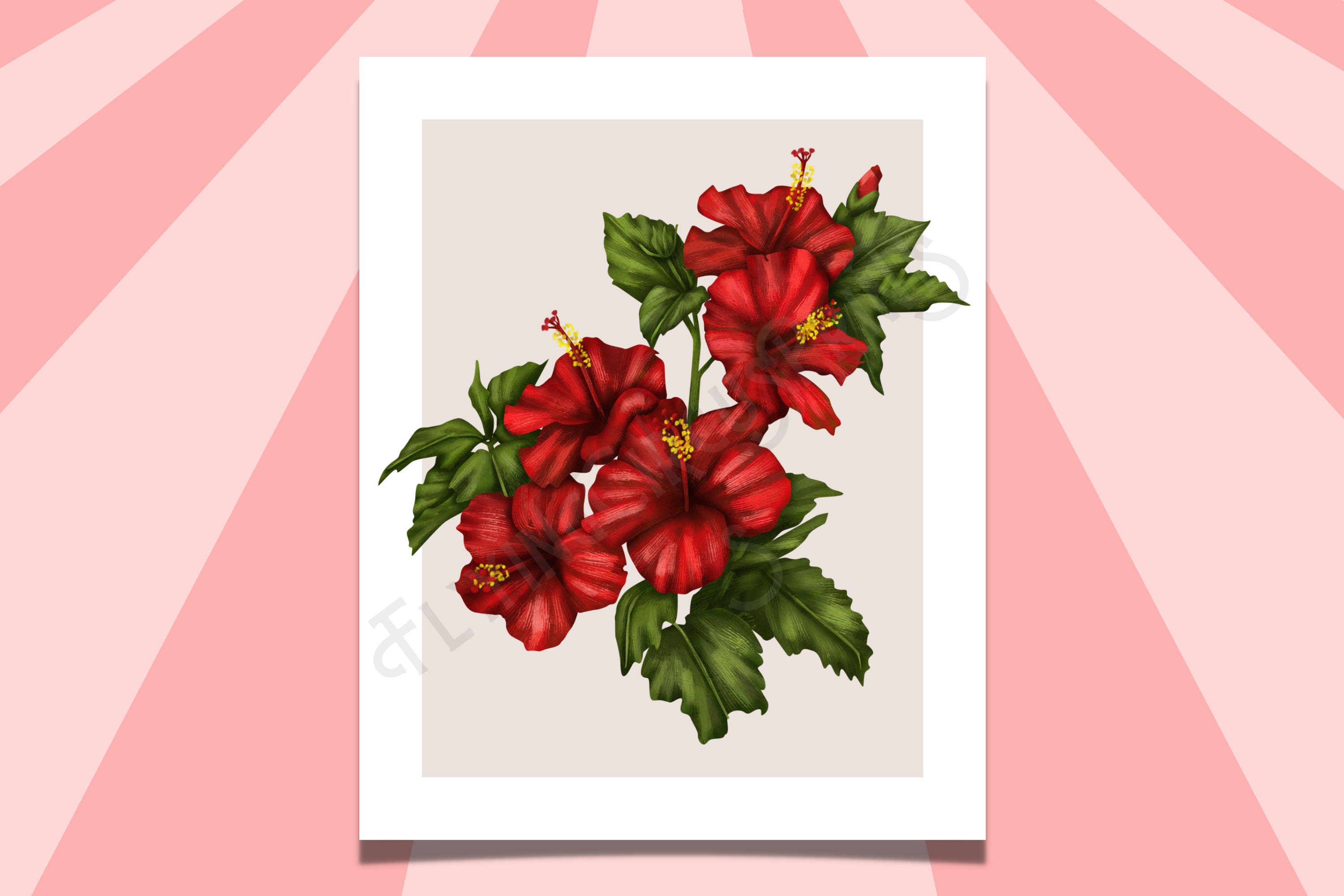 Red Hibiscus Flower Print 5 Sizes Available UNFRAMED PRINT - Etsy