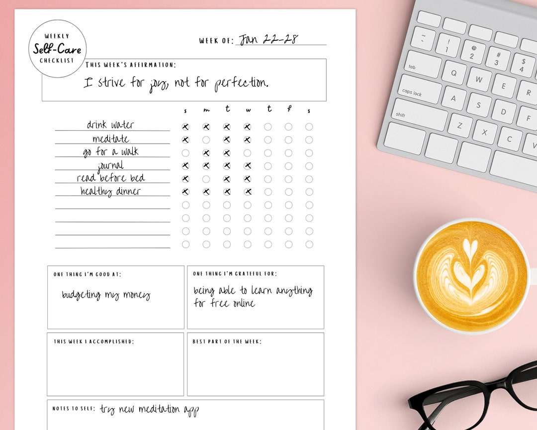 Weekly Self-care Checklist Printable Digital Download Habit Tracker ...