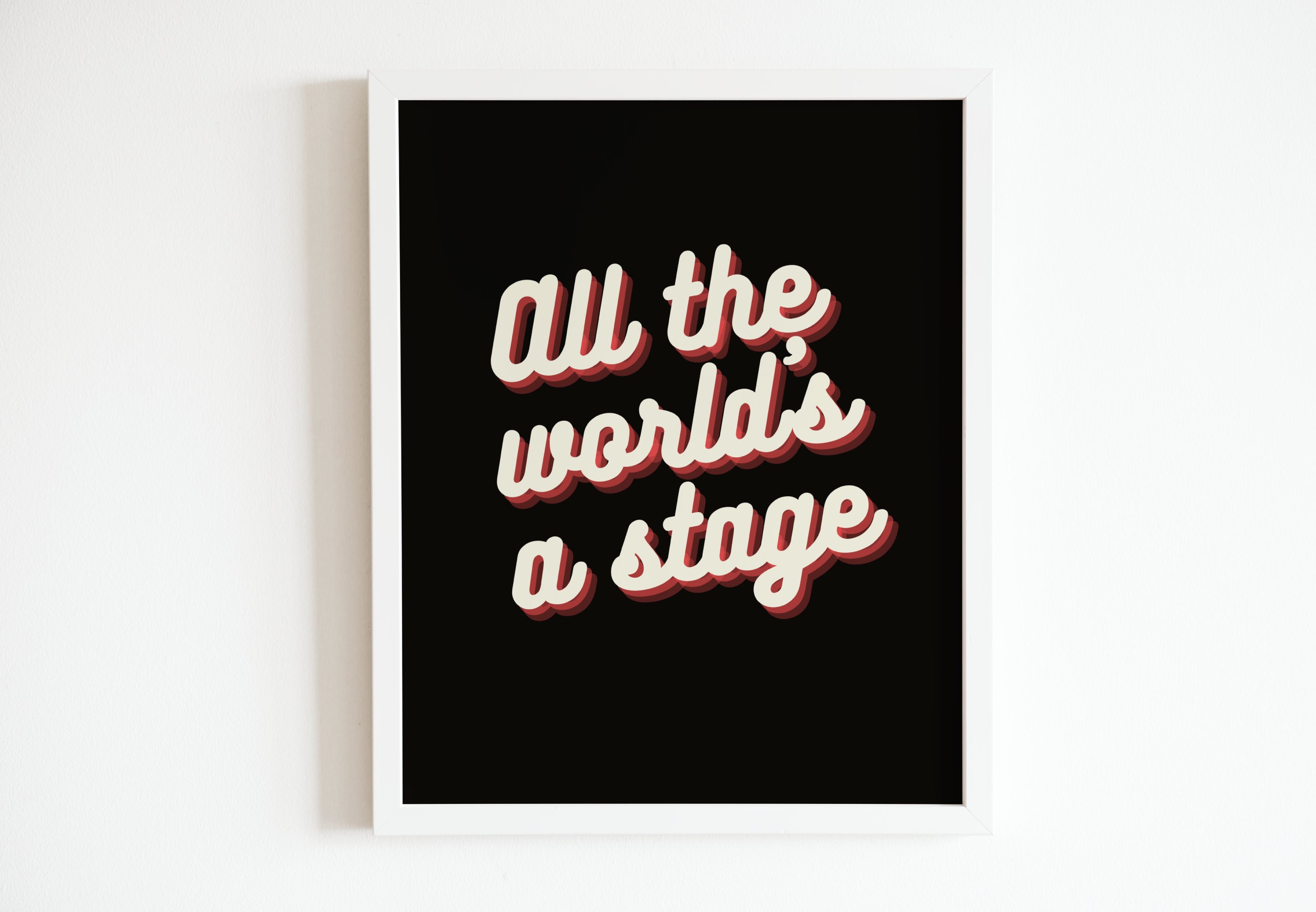 All the World's A Stage Shakespeare Quote Print 4 Sizes - Etsy