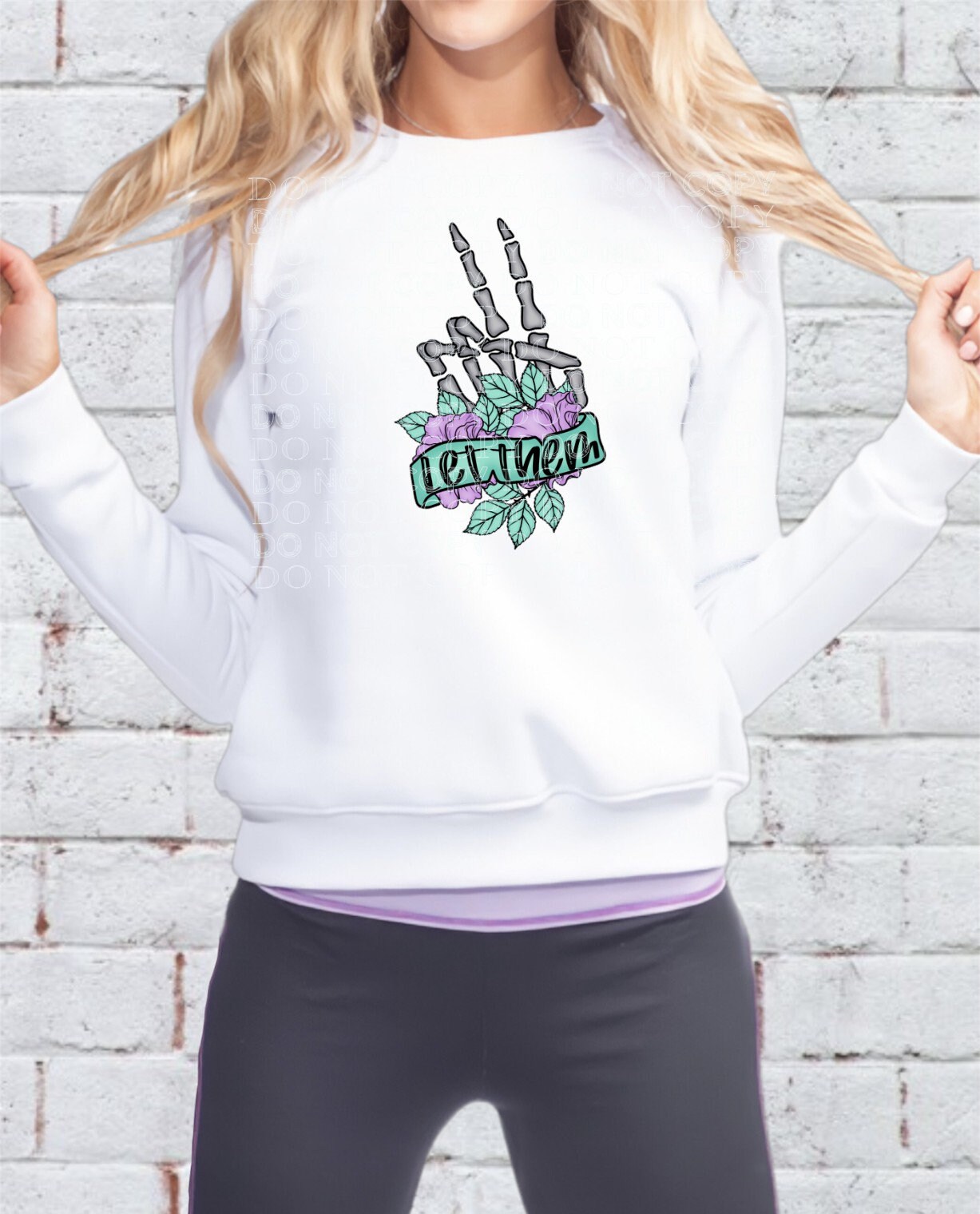 Let Them Floral Skellie Peace Sign PNG Sublimation PNG - Etsy
