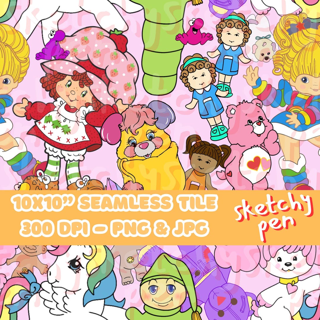 80s Cartoon Mashup Seamless Pattern | PNG JPG (digital Download) - Etsy
