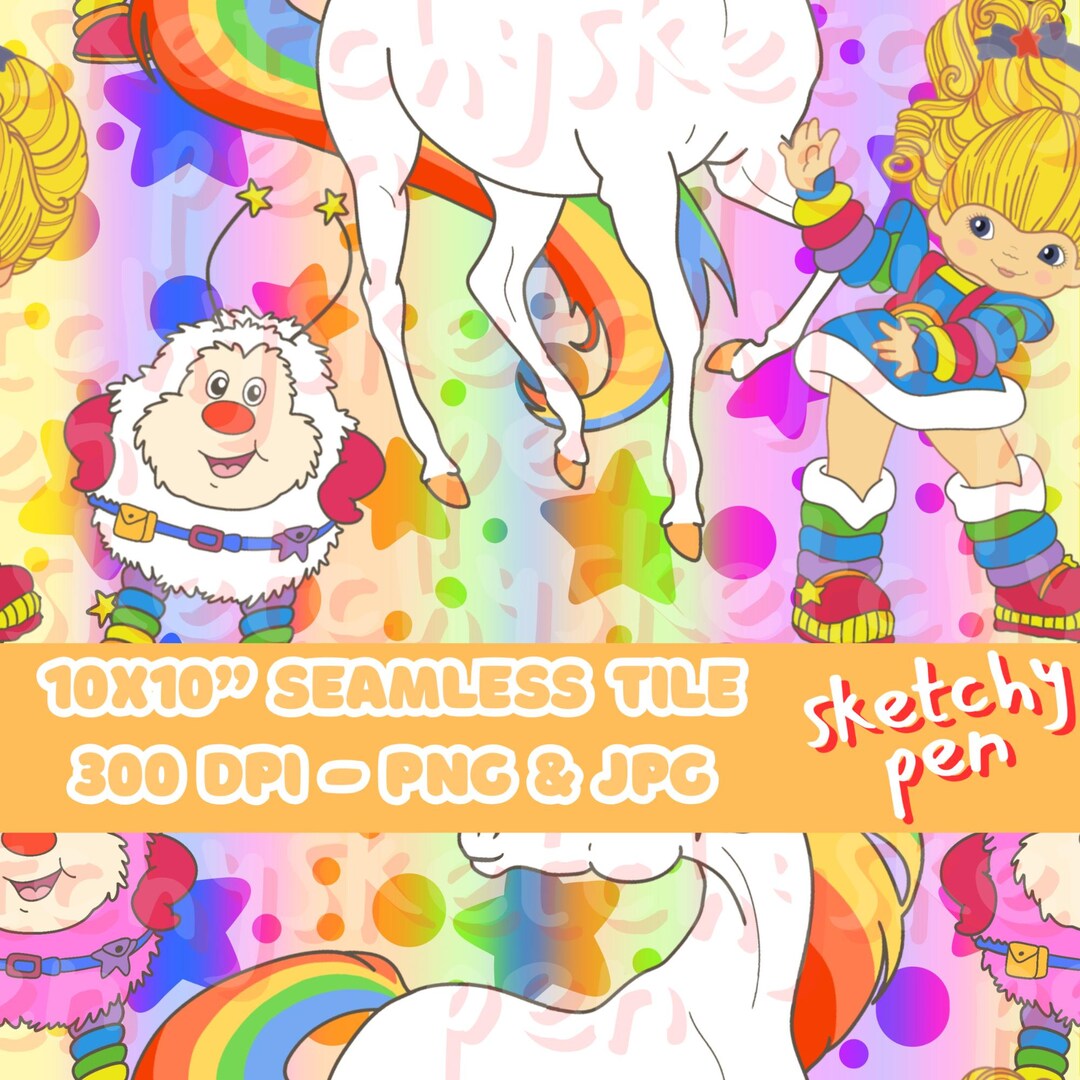 Rainbow Brite Seamless Digital Pattern | Digital Paper | Repeat Design ...