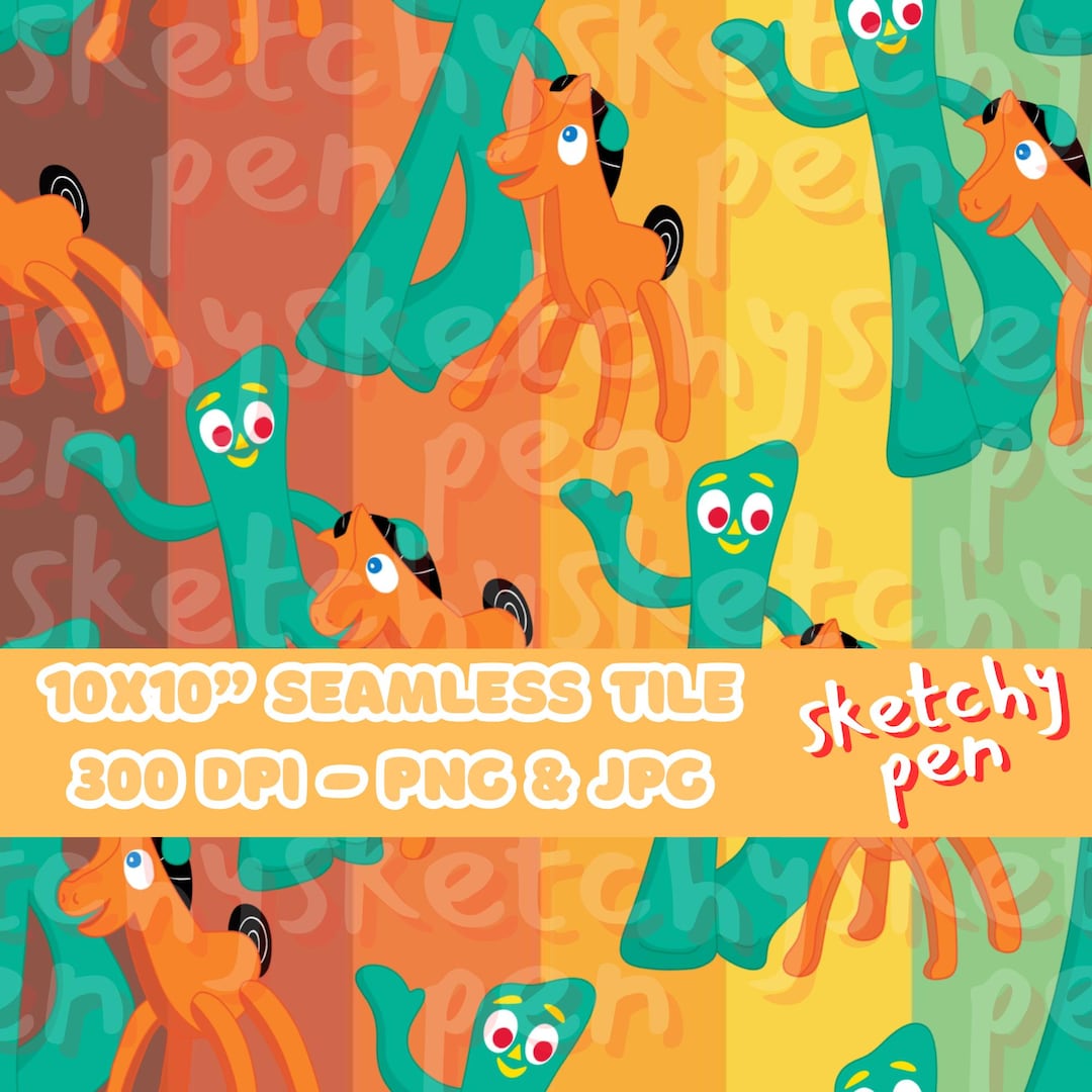 Gumby Seamless Pattern | Digital Paper, Arts and Crafts (PNG & JPG) - Etsy