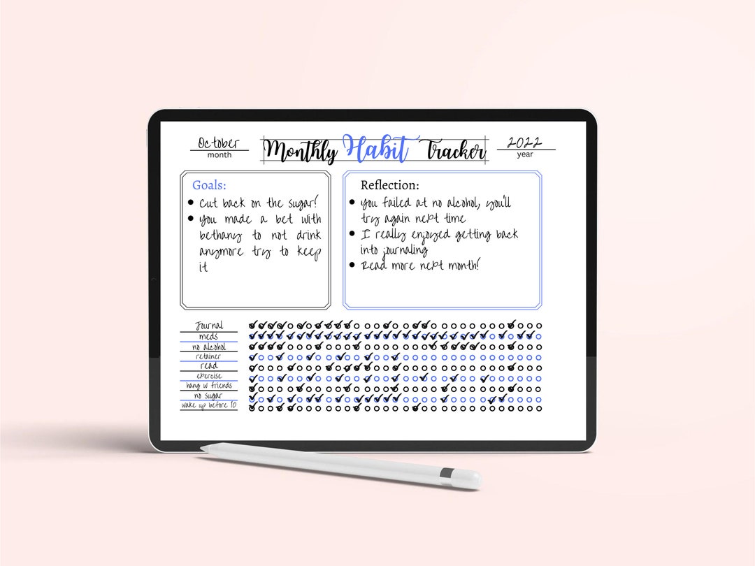 Monthly Habit Tracker. Digital Planner. Digital Download. PDF - Etsy