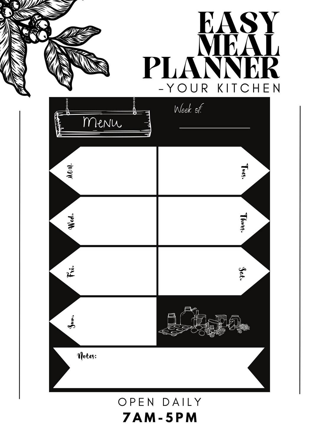 Weekly Meal Planner. Weekly Menu. Digital Download. PDF. - Etsy