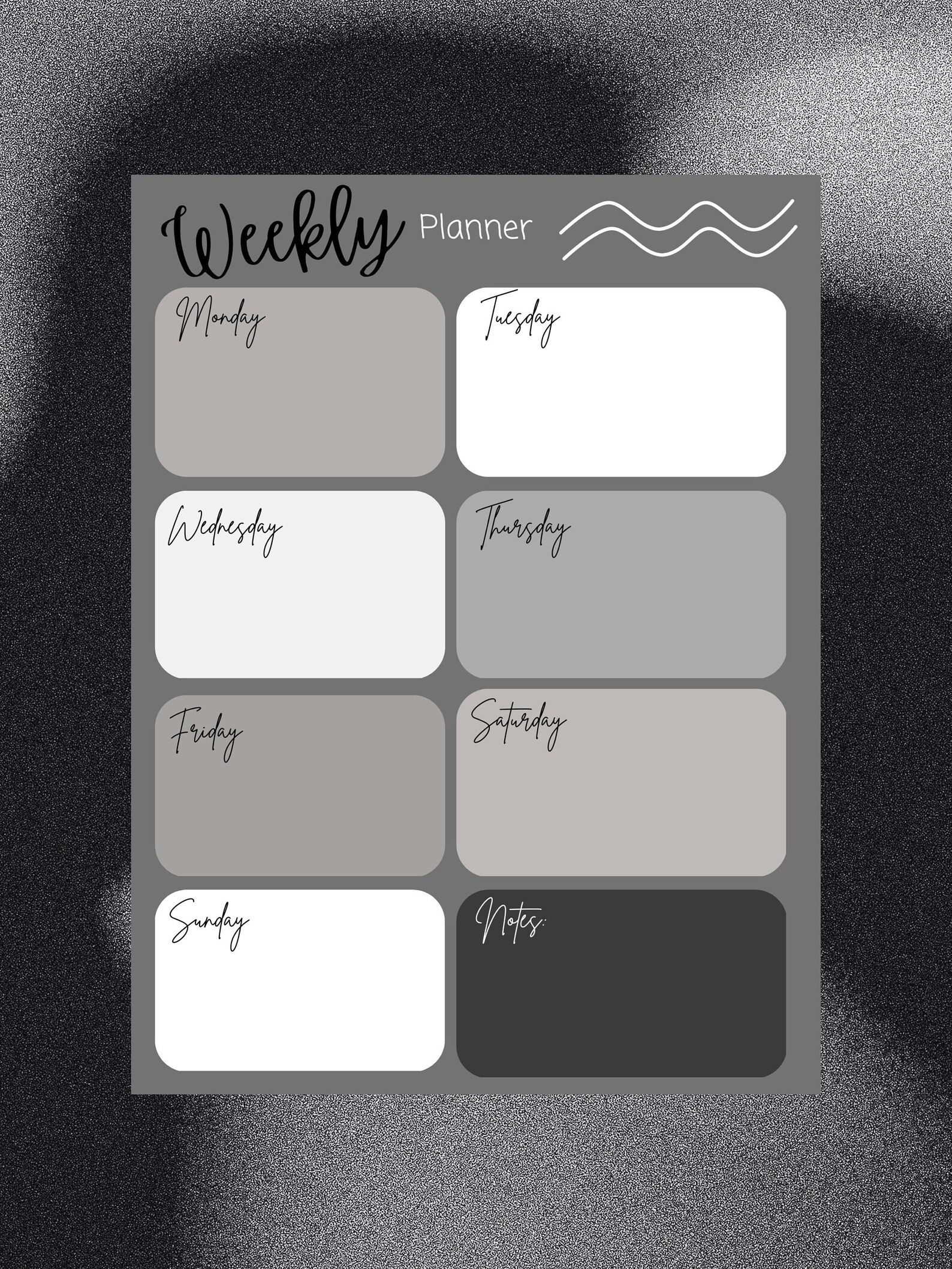 Dark Mode Weekly Planner. Weekly Planner. Digital Download - Etsy