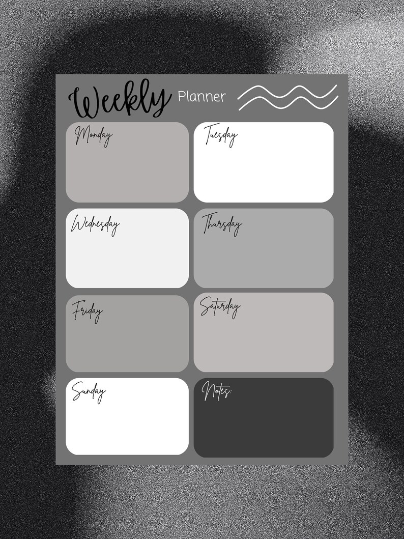 Dark Mode Weekly Planner. Weekly Planner. Digital Download - Etsy