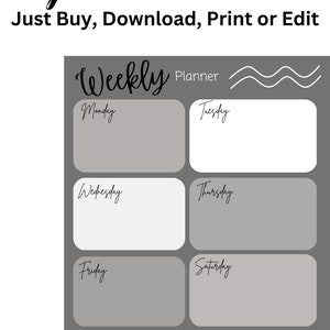 Dark Mode Weekly Planner. Weekly Planner. Digital Download - Etsy
