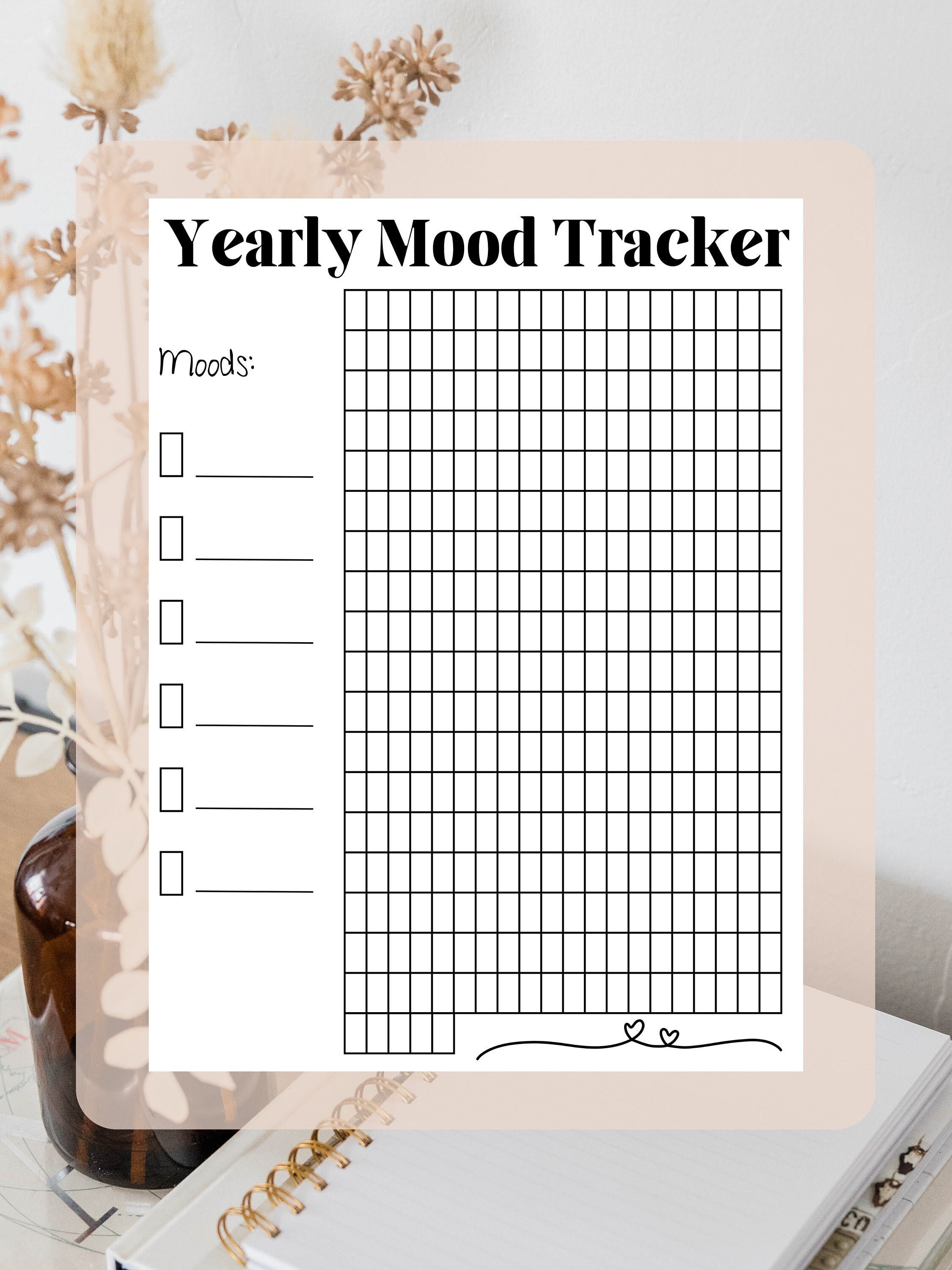 Simple Yearly Mood Tracker. Mood Tracker. Annual. PDF Download - Etsy