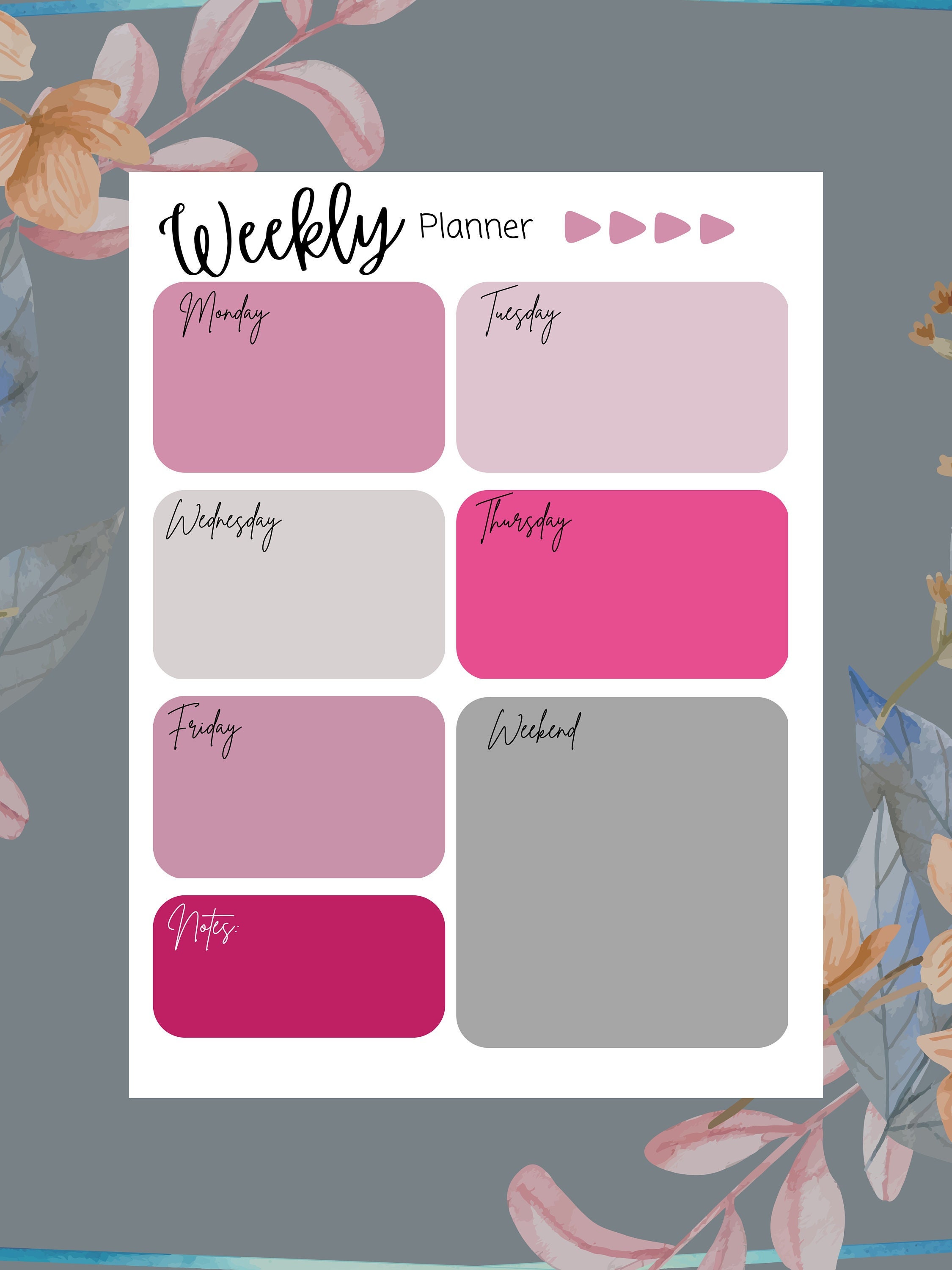 Simple Weekly Planner. Printable Planner. PDF Download. Weekly Schedule ...