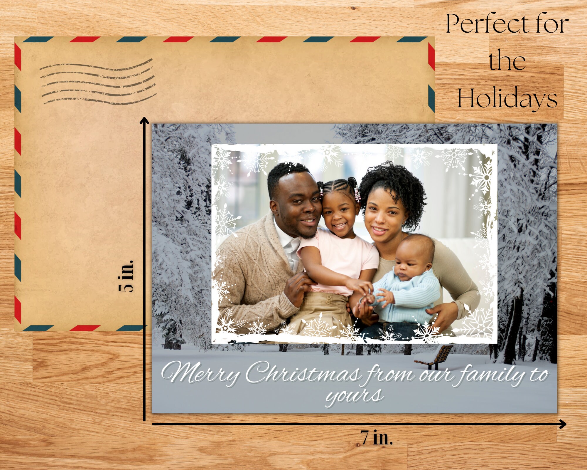 Snowflake-themed Christmas Card Template, Christmas Card Template ...