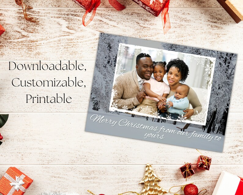 Snowflake-themed Christmas Card Template, Christmas Card Template ...