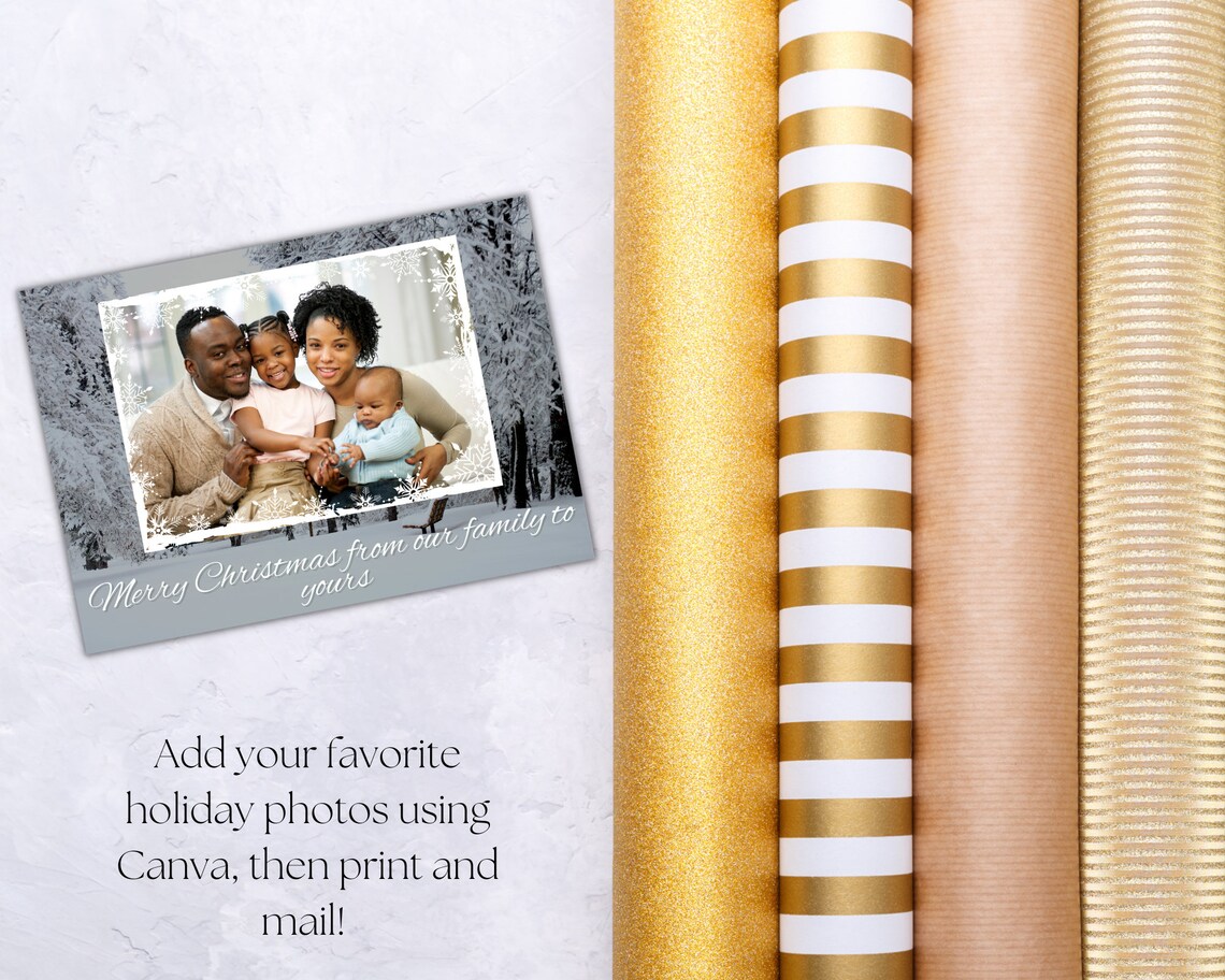 Snowflake-themed Christmas Card Template, Christmas Card Template ...