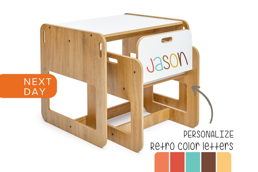 Montessori Play Table Chair Set, Personalized Toddler Activity Table ...