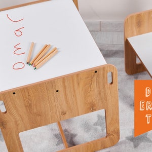 Montessori Play Table Chair Set, Personalized Toddler Activity Table ...