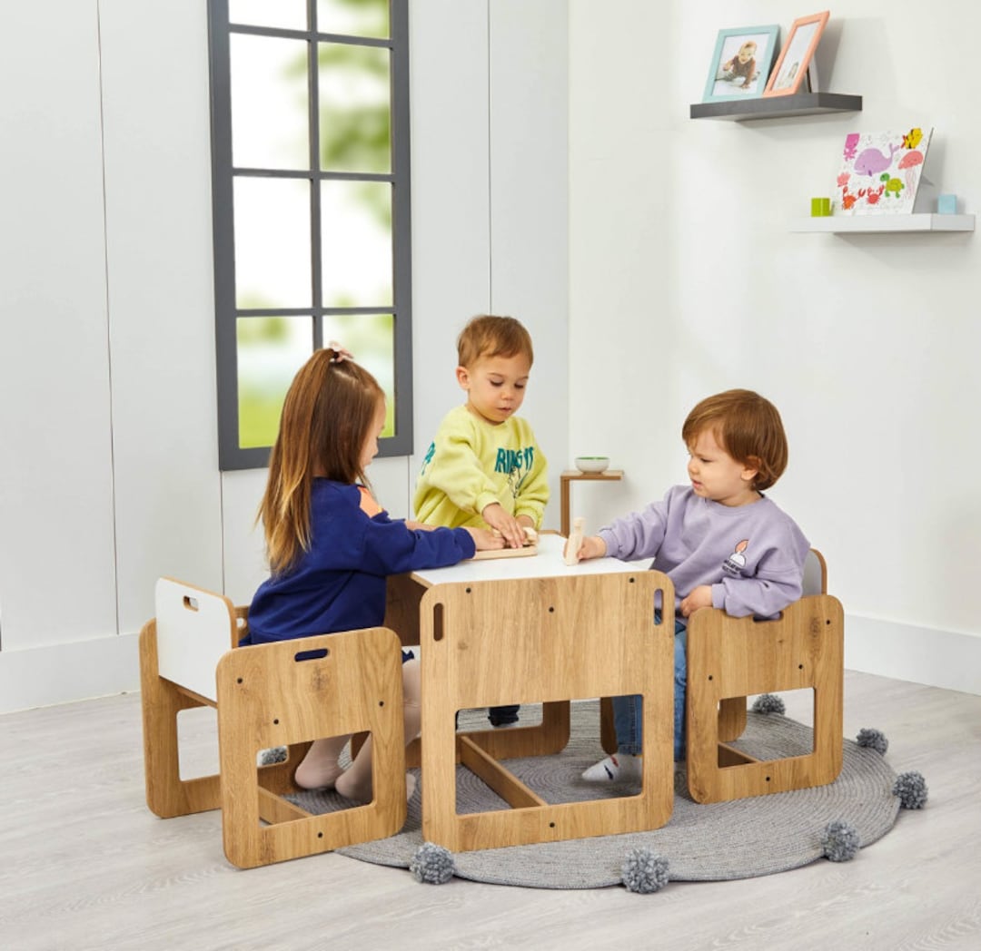 Montessori Table and Chair Set for Toddlers, Gift for Kids Nursery ...