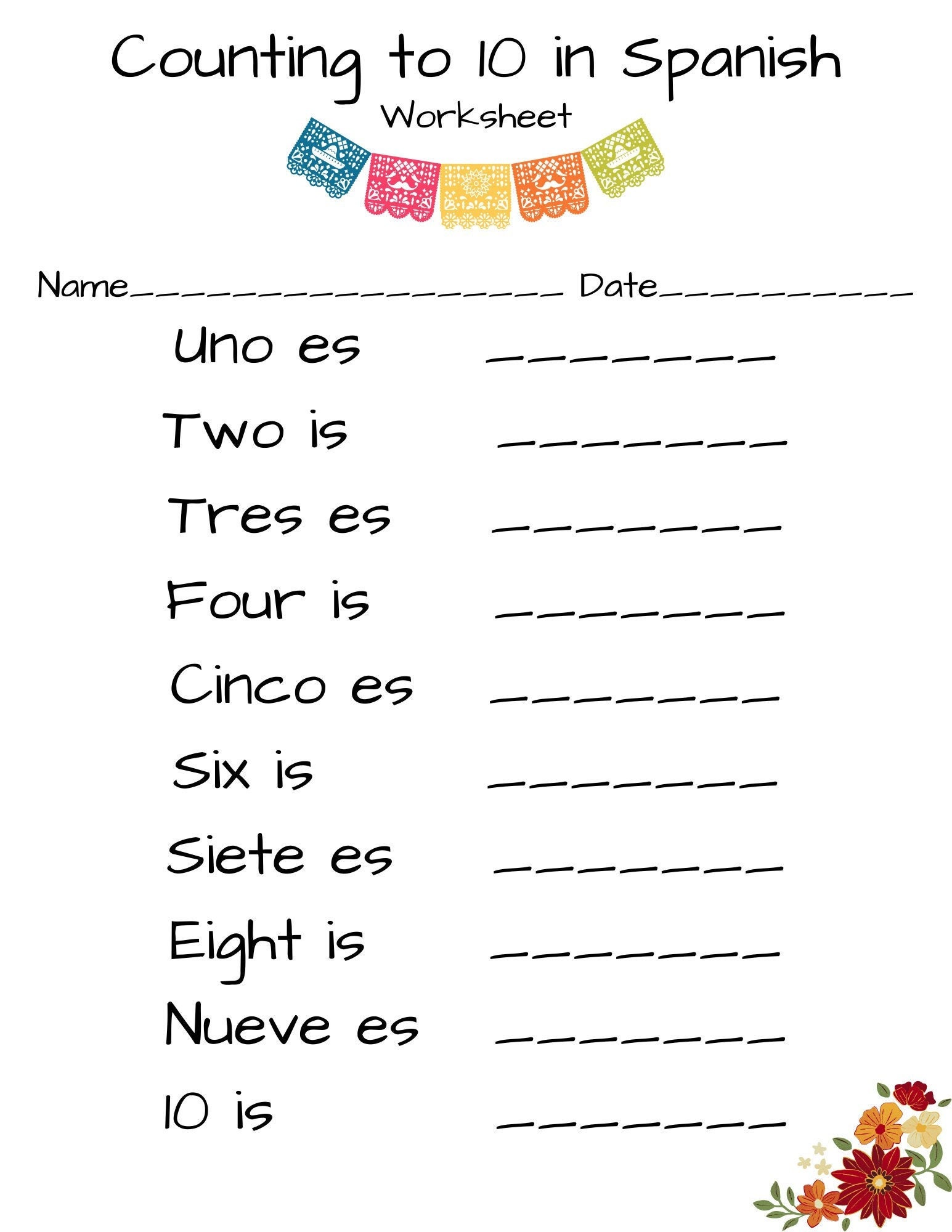 Learning Spanish Worksheets Printable
