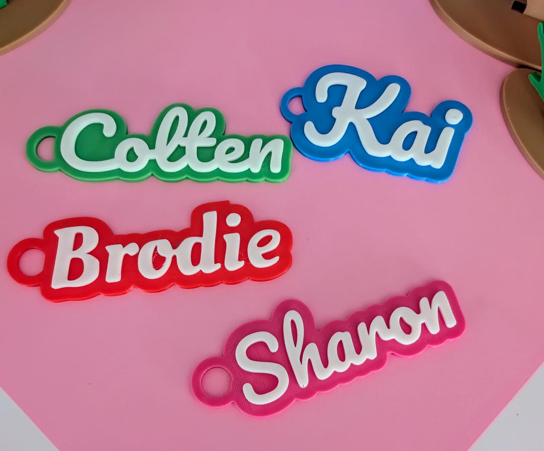 Custom 3D Printed Name Tags Personalized for Keychains, School Bags ...