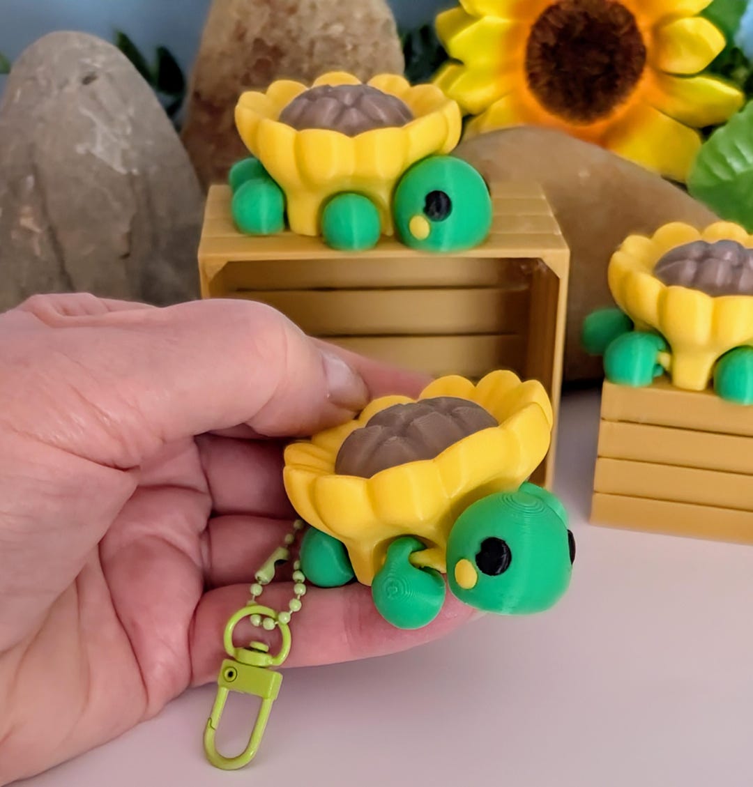 3D Printed Sunflower Turtles Adorable Keychain or Collectible - Etsy