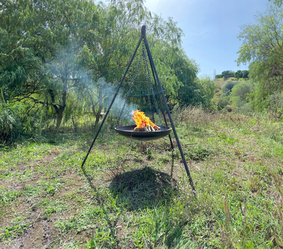 Triangle Chain Fire Pit & Grill Wood Burning Outdoor - Etsy