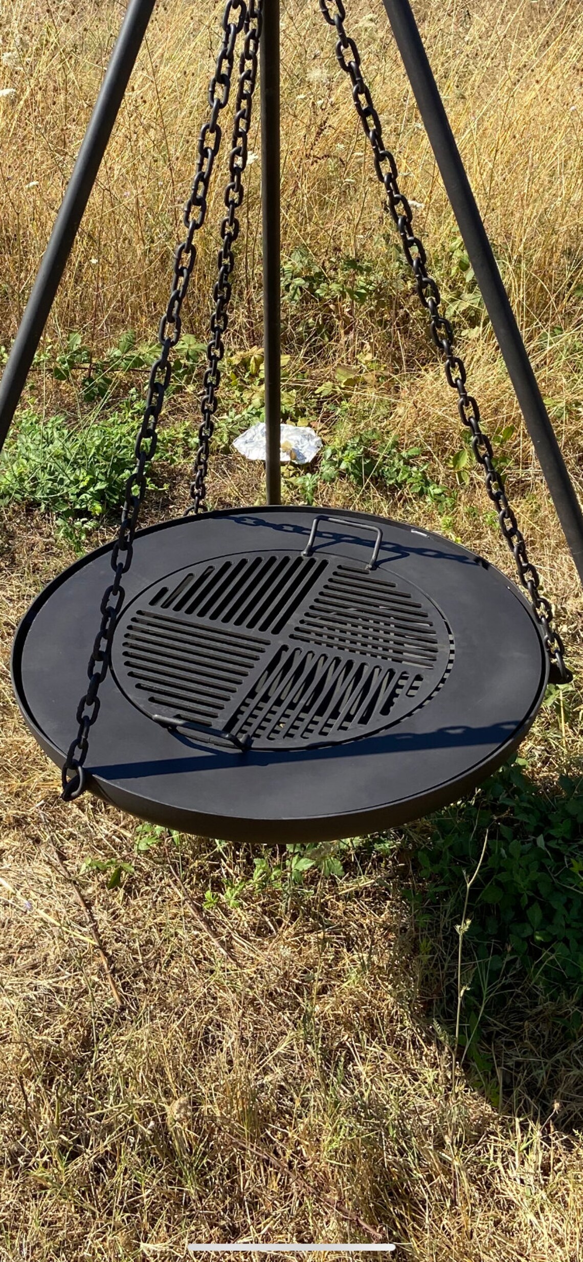 Triangle Chain Fire Pit & Grill Wood Burning Outdoor - Etsy