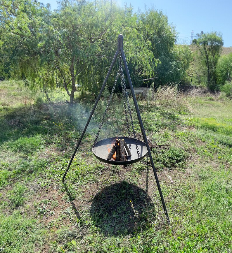 Triangle Chain Fire Pit & Grill Wood Burning Outdoor - Etsy