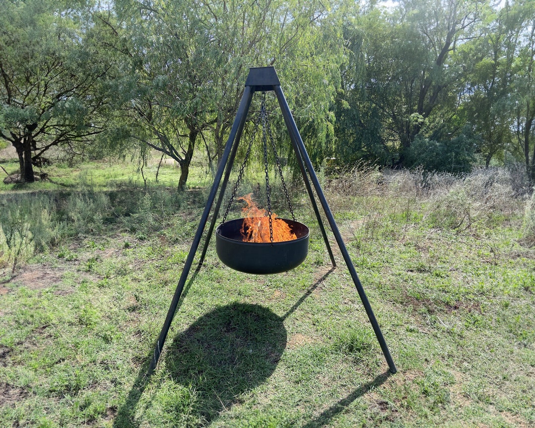 Huge Chain Fire Pit & Grill Wood Burning Outdoor Firepit - Etsy