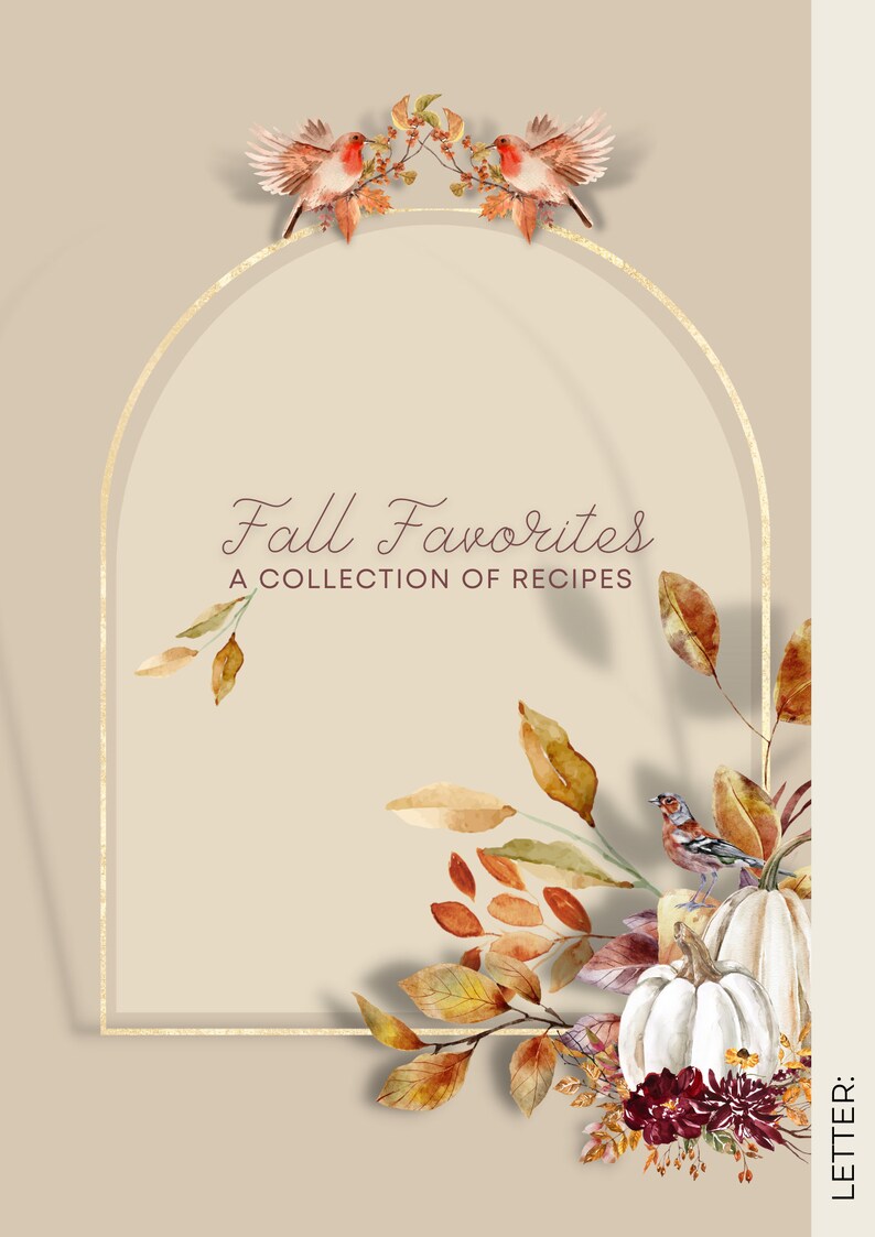 Printable | Fall Watercolor | Recipe Card Template | Autumn Recipe Page ...