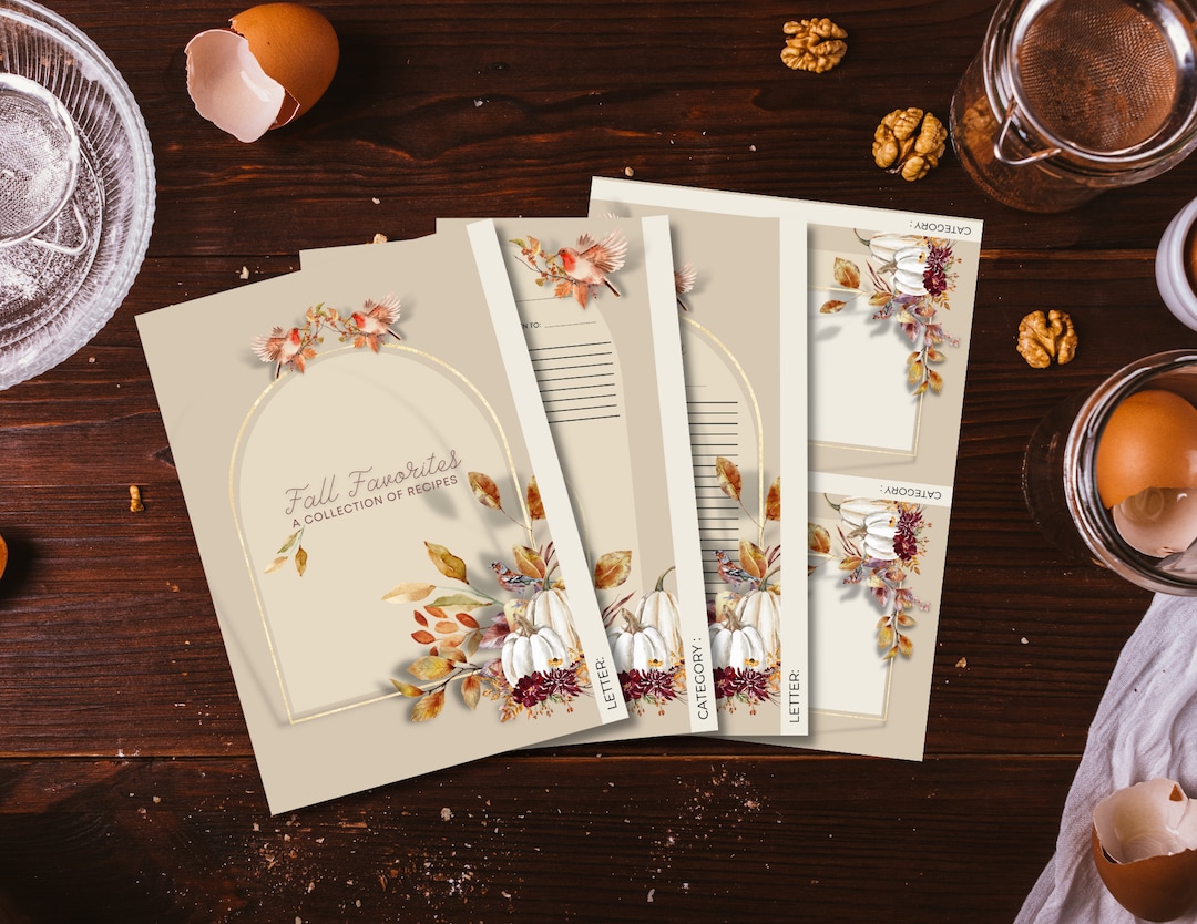 Printable | Fall Watercolor | Recipe Card Template | Autumn Recipe Page ...