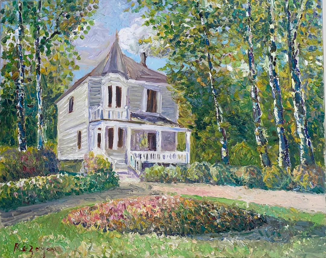 Original Impressionist Painting, Wooden House Painting, Wood Cabin ...