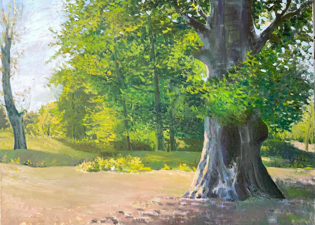 Original Impressionist Painting, Forest Painting, Green Tree Painting ...