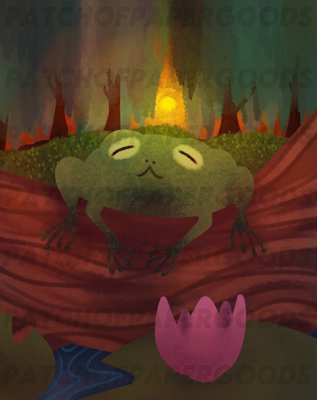 Frog on A Log Digital Print - Etsy