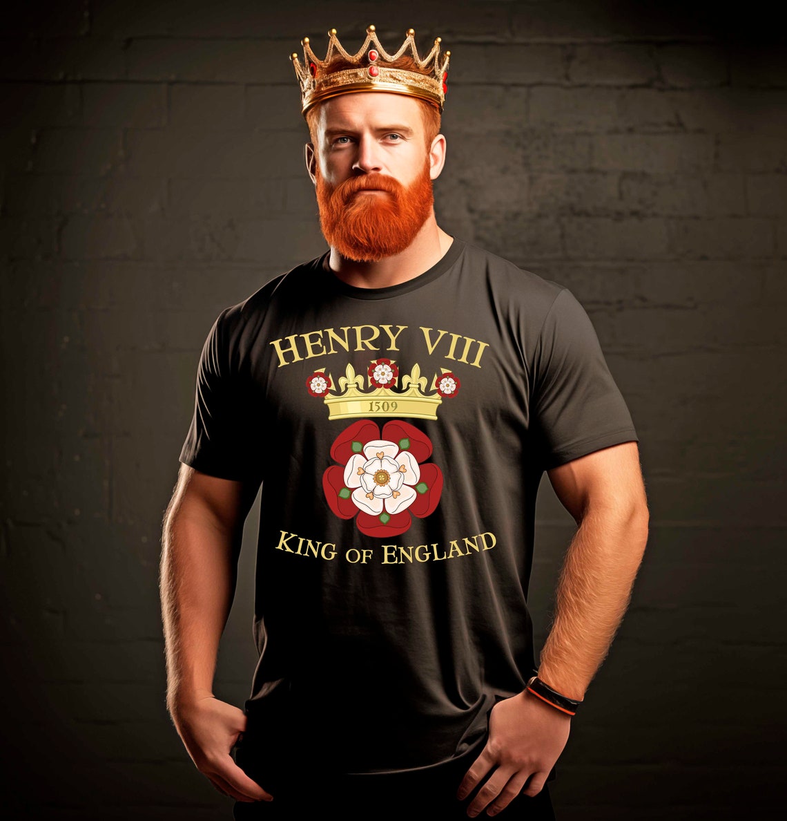 Henry VIII King of England Crowned Tudor Rose Unisex T Shirt the Tudors ...