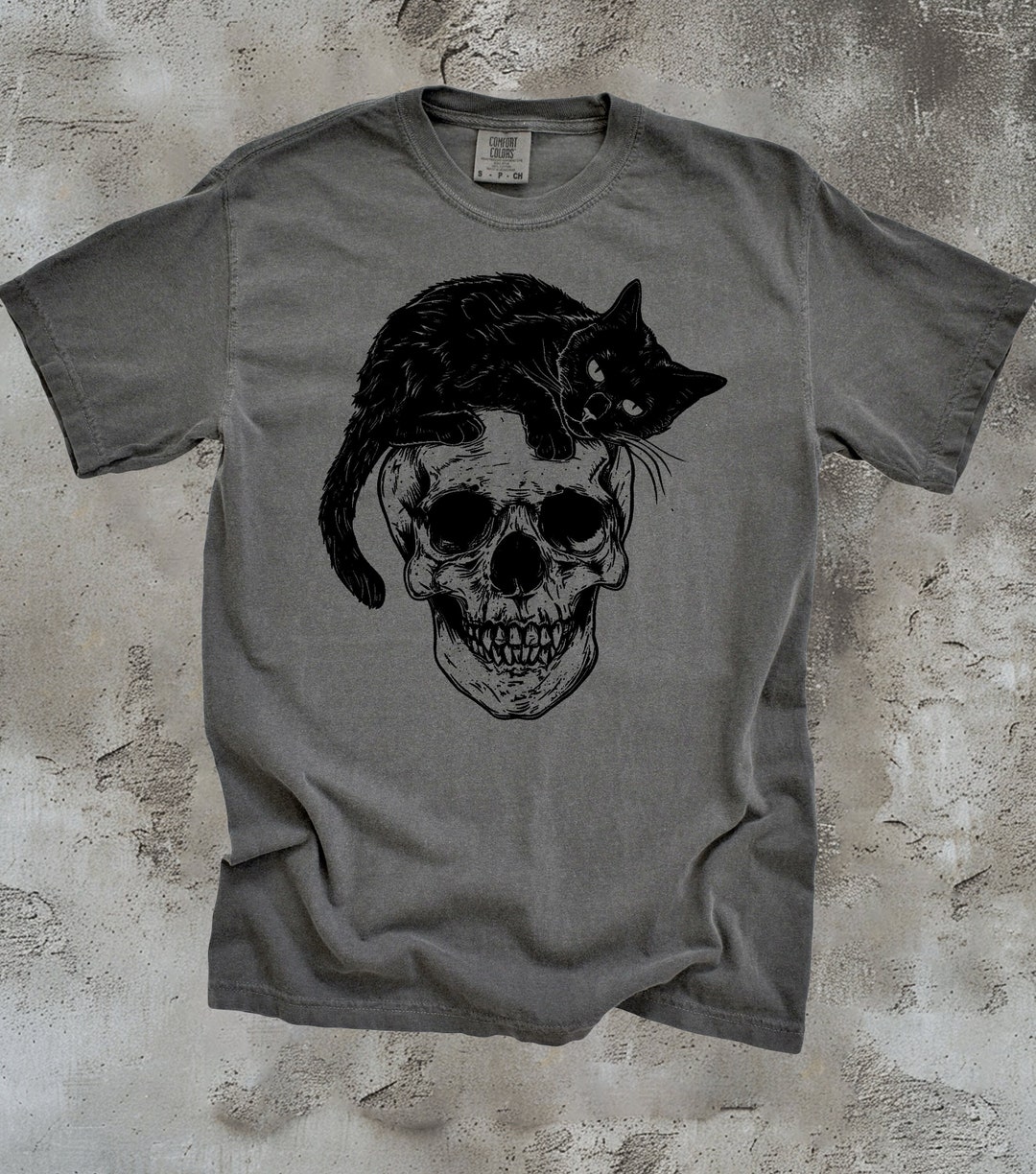 Cat Skull Shirt, Gothic Tee, Retro Vintage Shirt, Cat Lover, Dark ...