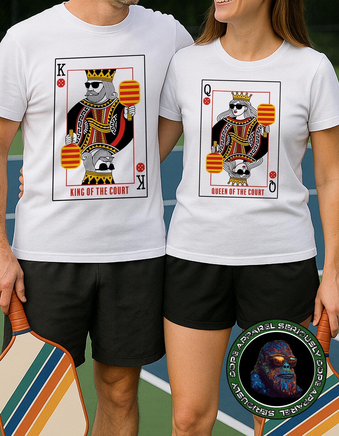 King & Queen of the Court Pickleball Shirts – Funny Pickleball Couple ...