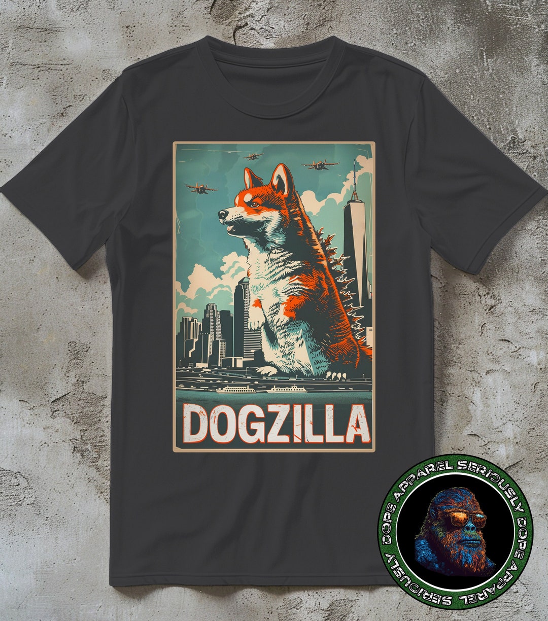 Dogzilla Shirt, Godzilla Dog Tshirt, Corgi Lover Gift, Shiba Inu, Movie ...