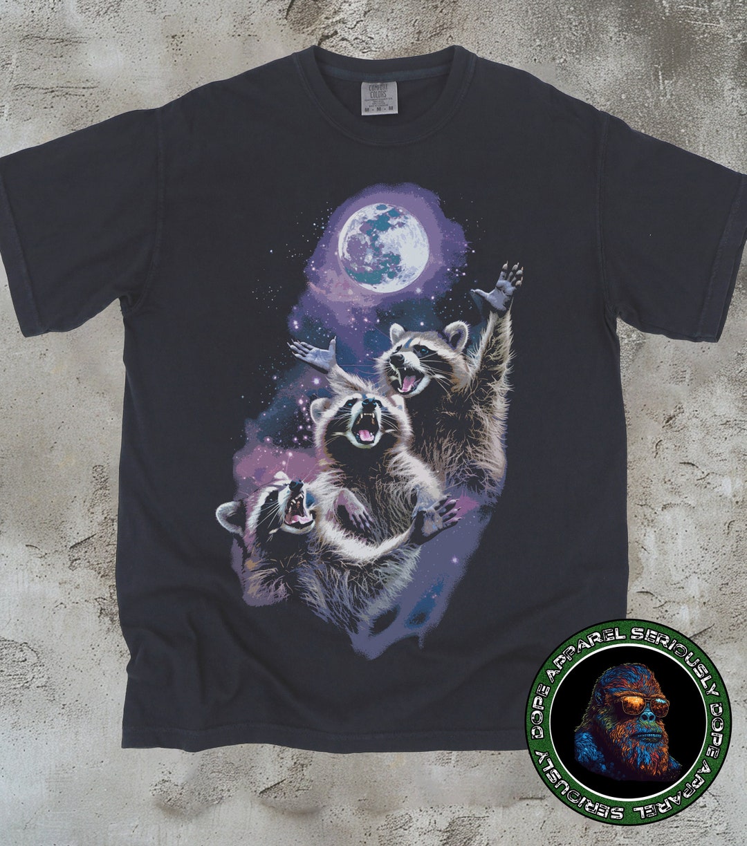 Three Raccoons Vintage Galaxy T-shirts, in My Feral Era Retro Moon Meme ...