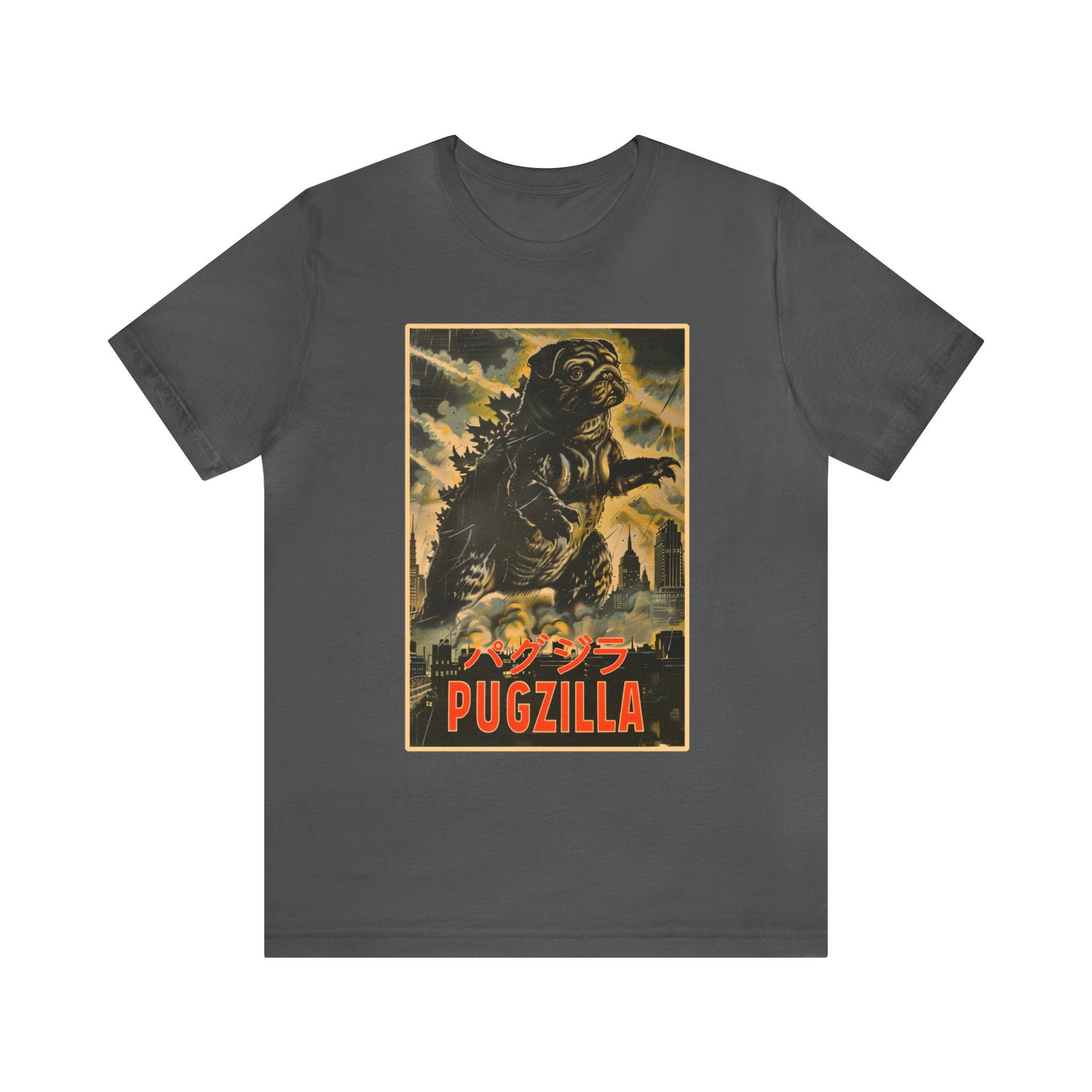 Pugzilla Shirt, Retro Japanese Movie Poster T-shirt, Funny Pug Tshirt ...